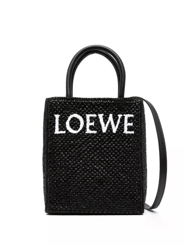 Loewe A5 Raffia Tote Bag - Black