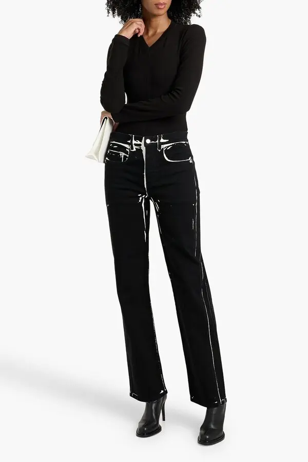 Proenza Schouler Ryman Printed High-rise Straight-leg Jeans - Black