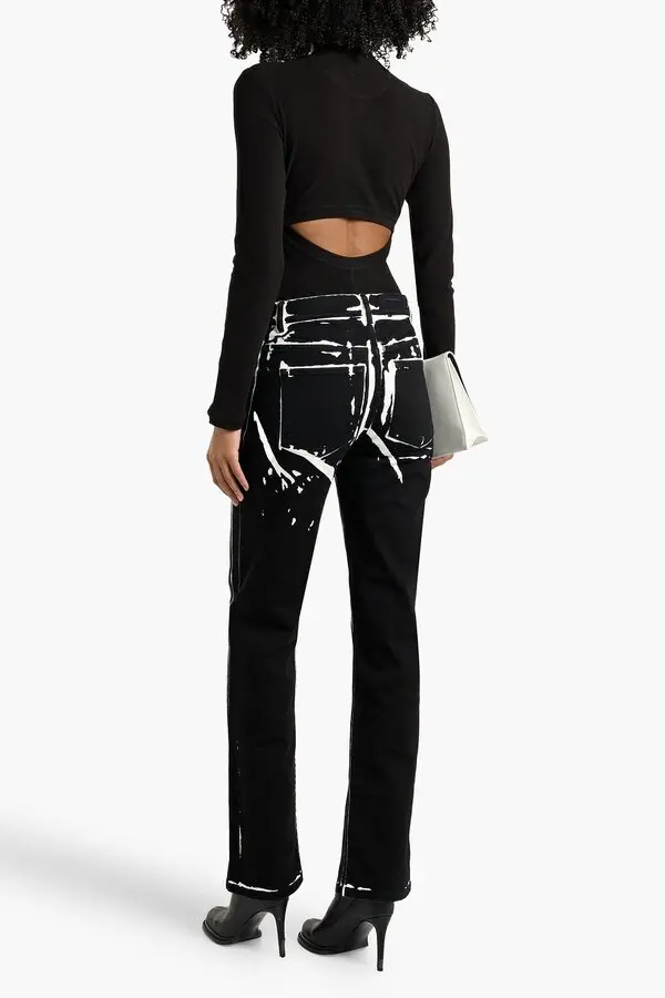 Proenza Schouler Ryman Printed High-rise Straight-leg Jeans - Black