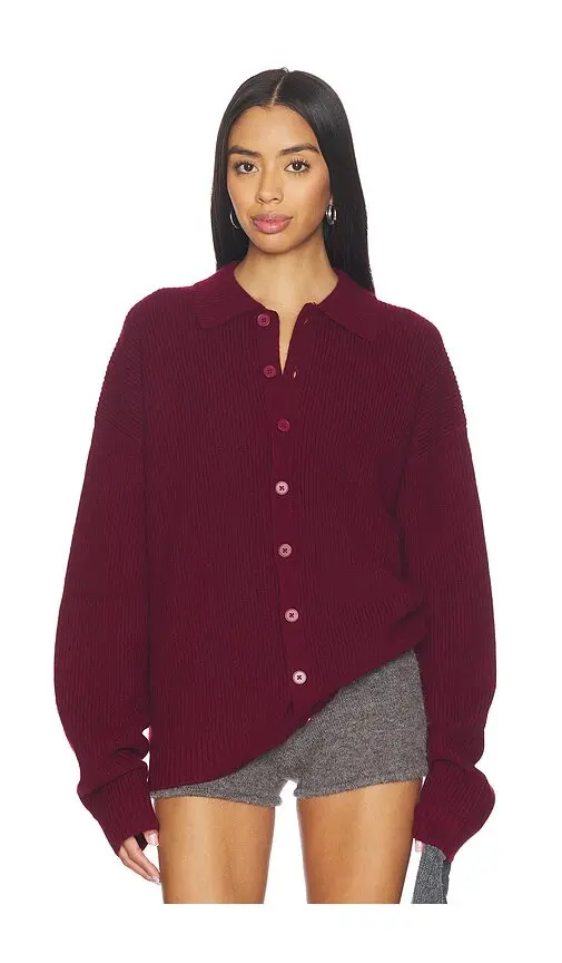 AYA MUSE Relaxed Knit Button Up Sweater