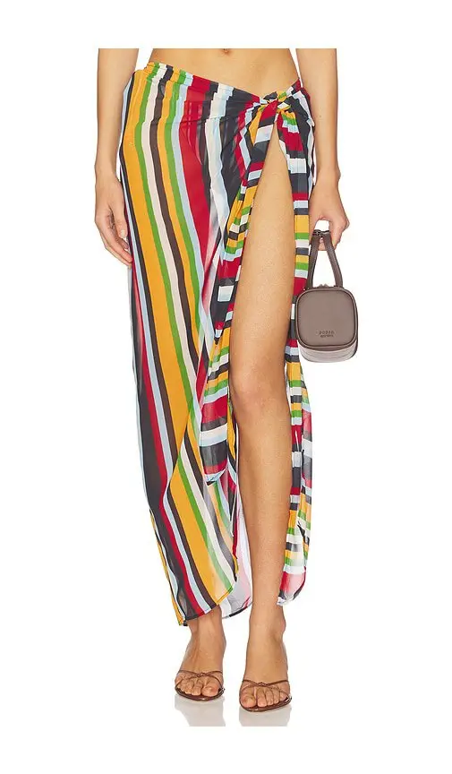 SEVEN WONDERS Front Tie Maxi Skirt - Xyla Stripe