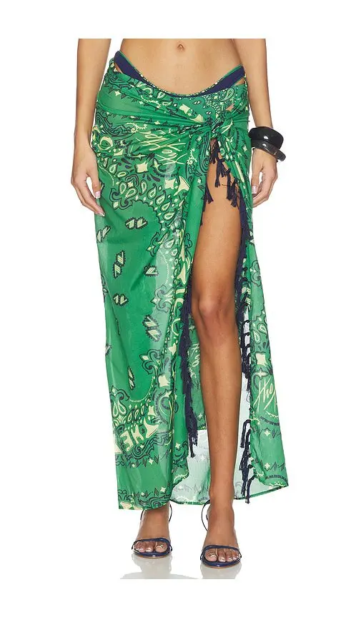 Attico Sarong In Green - Bandana Print