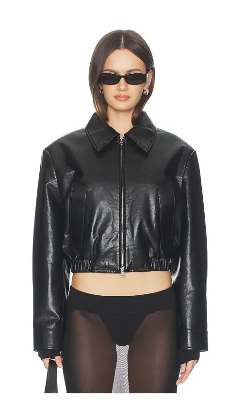AGOLDE Nahla Cropped Leather Jacket - Detox