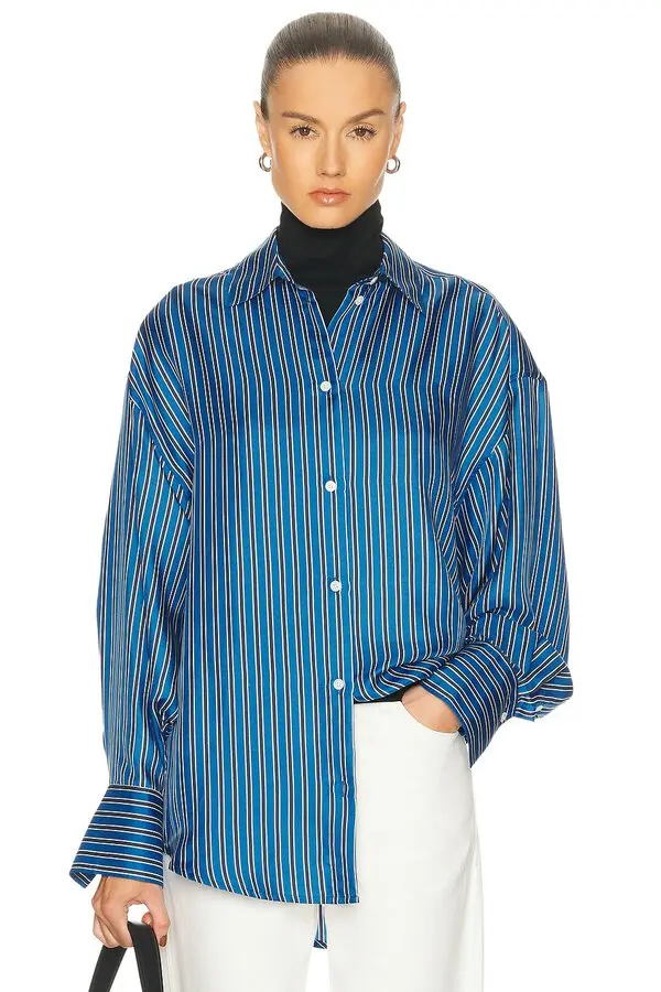 TOTEME Oversized Striped Top - Blue & Navy