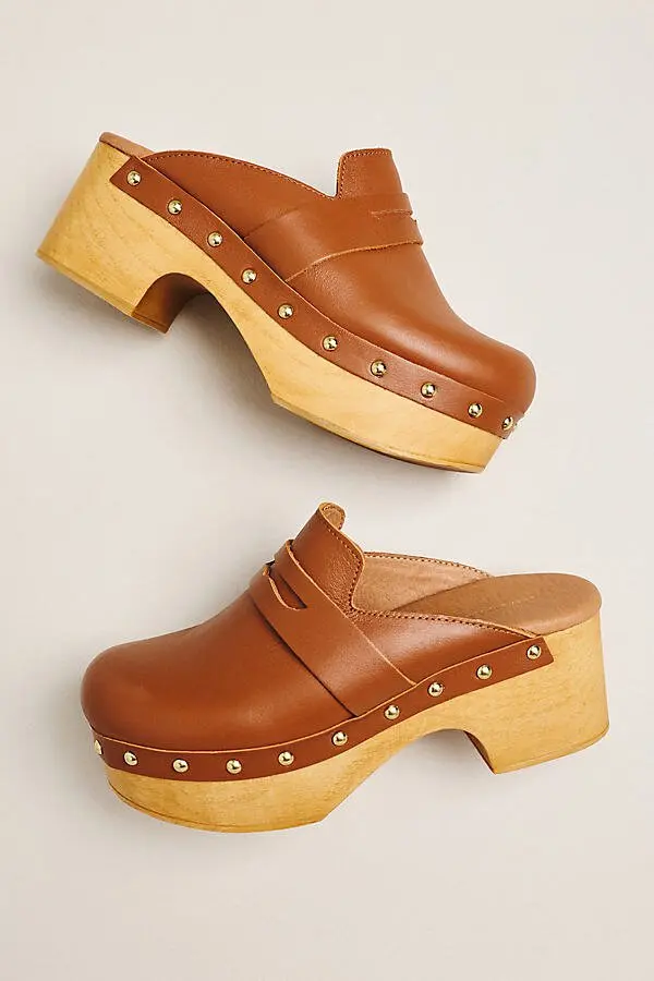 Anthropologie Studded Loafer Clogs