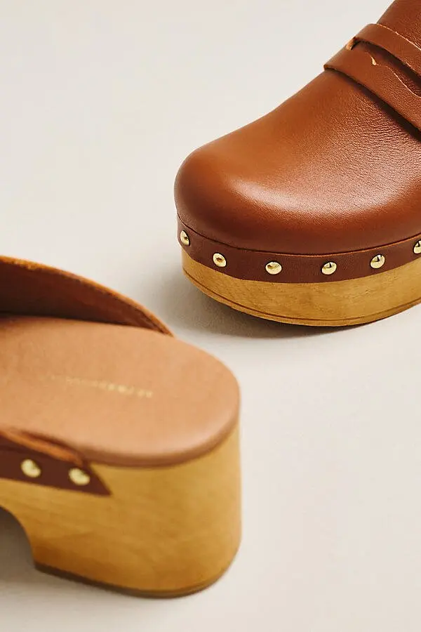 Anthropologie Studded Loafer Clogs