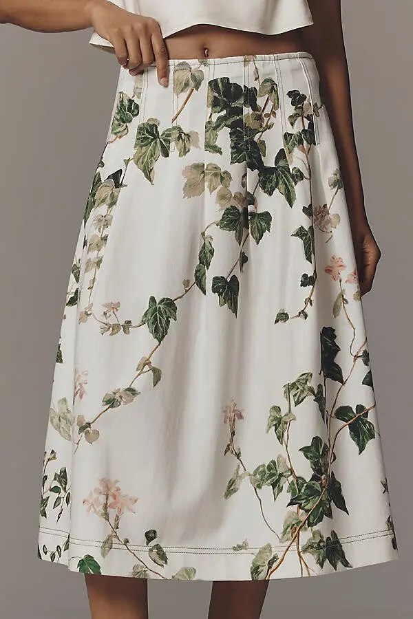 Anthropologie Paneled Waist Midi Skirt