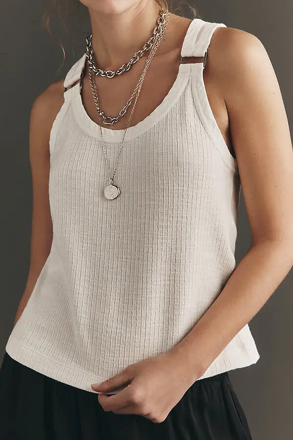 PILCRO Cotton Tank Top - White