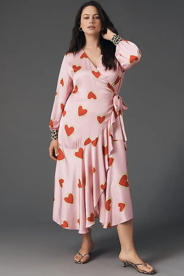 NEVER FULLY DRESSED Mesh Heart Wrap Maxi Dress