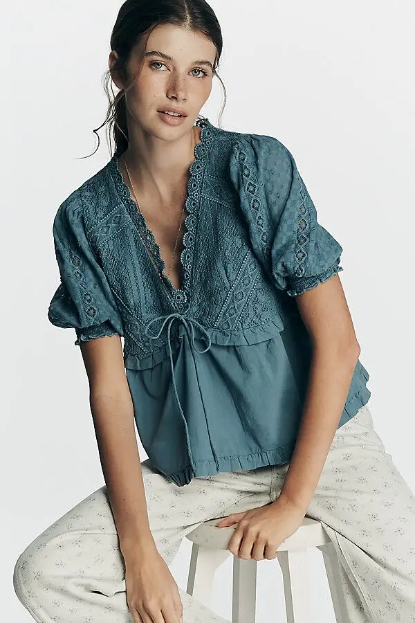 Anthropologie Sleeveless Babydoll Top - Smoked Blue
