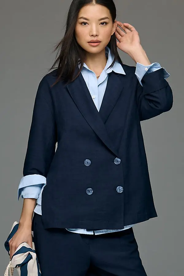 Anthropologie Short-sleeve Oversized Blazer Jacket