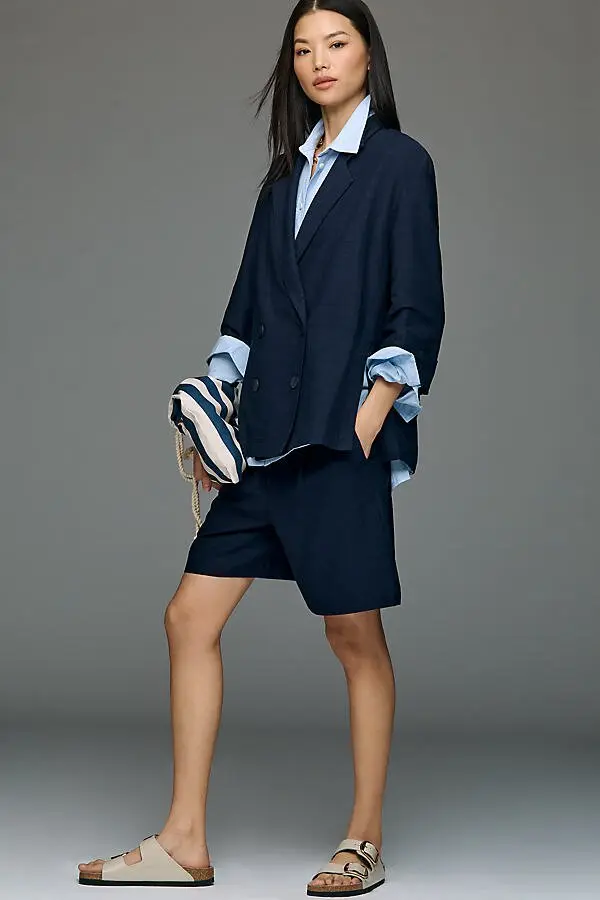 Anthropologie Short-sleeve Oversized Blazer Jacket