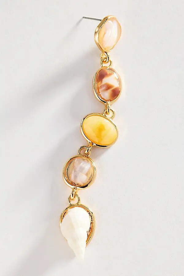 Anthropologie Seashell Stack Drop Earrings - Light Neutral