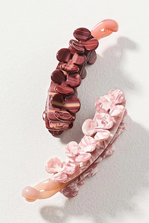 Anthropologie Resin Banana Claw Clip - Pink Pattern