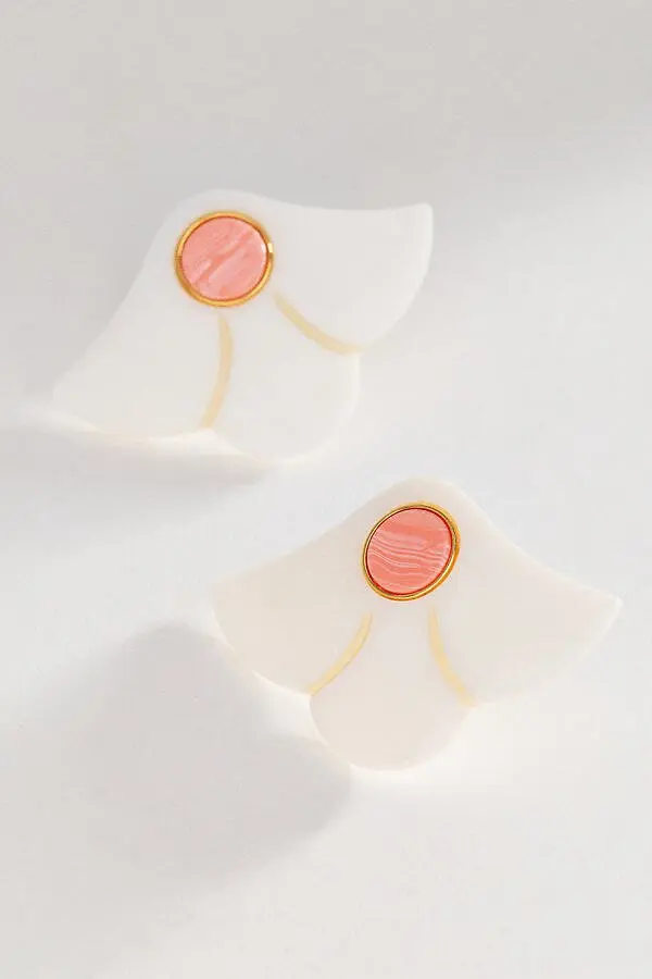 Anthropologie Large Pearl Fan Earrings - Cream