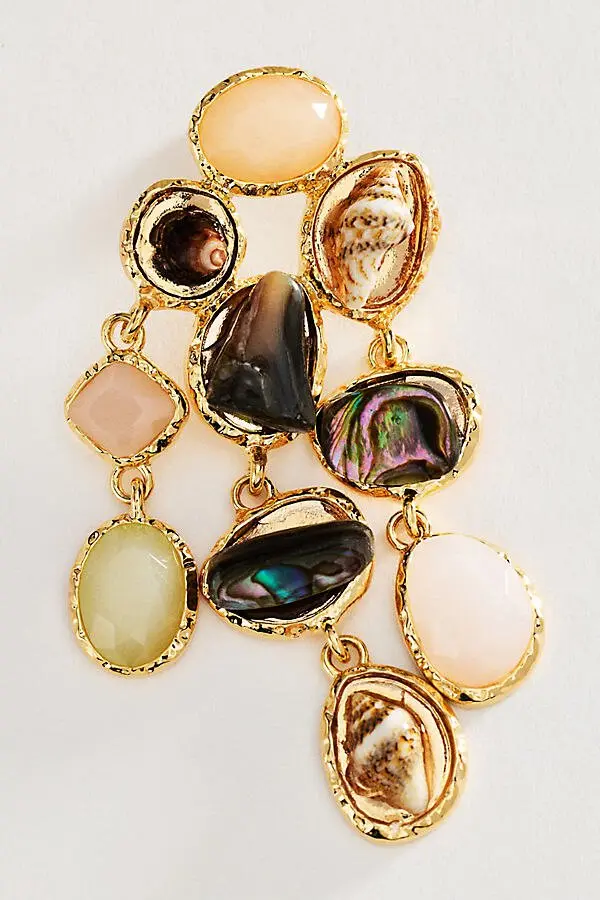 Anthropologie Shell Cascade Earrings - Dark Neutral