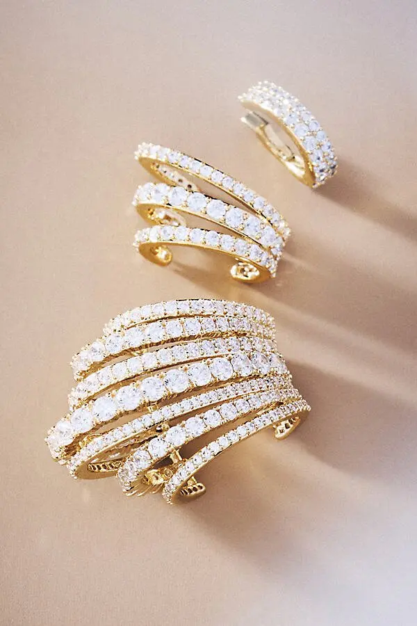 Nadri Ear Cuffs Set Of 3 - Gold