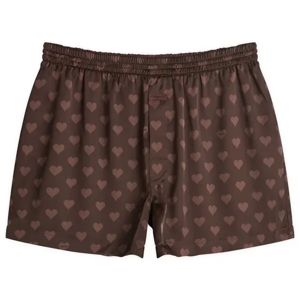 SKIMS Sateen Sleep Boxers - Cocoa Heart Halfdrop