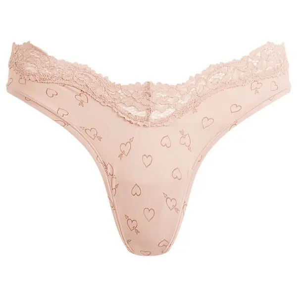 SKIMS Fits Everybody Lace Dipped Thong - Mica Sketched Hearts
