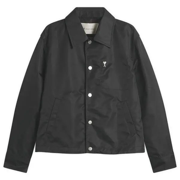 AMI Paris Denim Jacket With De Coeur Stud - Noir