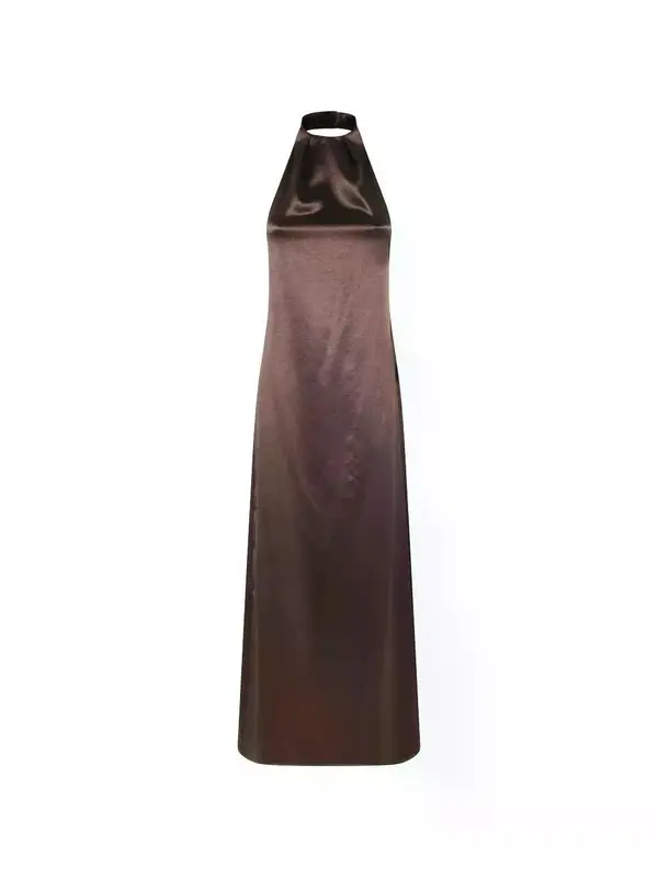 ALYSI Halterneck Slit Maxi Dress - Brown