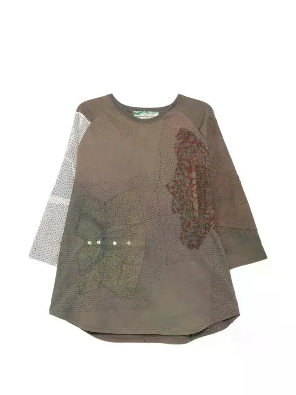 By Walid Patchwork Button T-shirt