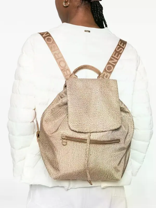Borbonese Medium Printed Backpack - Neutrals