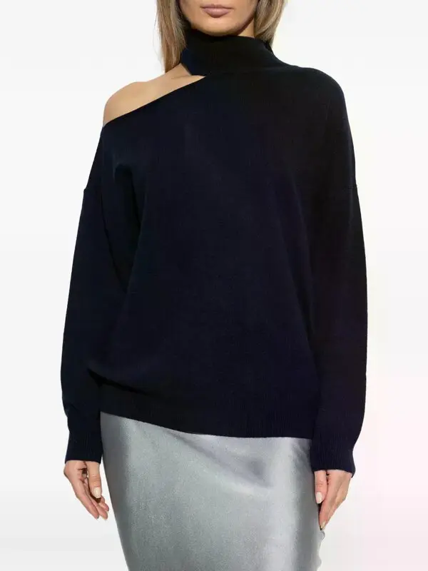 LISA YANG Alvia Cut-out Turtleneck Sweater - Blue