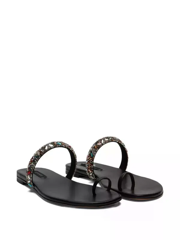 Casadei Vegas Beaded Flat Sandals