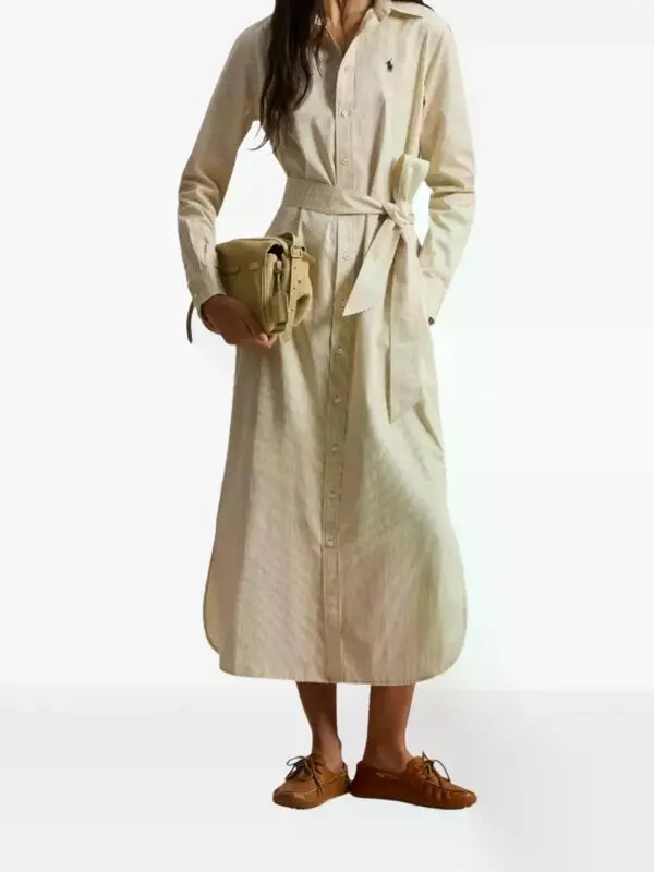 Polo Ralph Lauren Belted Shirt Midi Dress - Neutrals