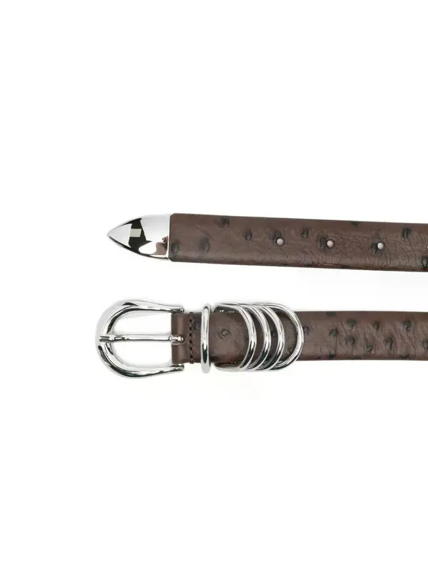 DEHANCHE Hollyhock Ostrich-pattern Leather Belt