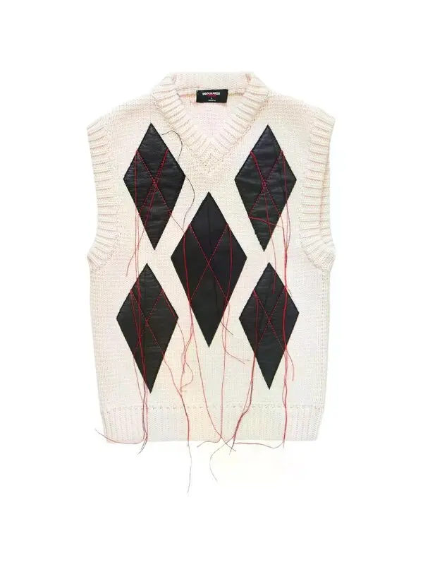 Dsquared2 Argyle Knit Vest - Neutrals