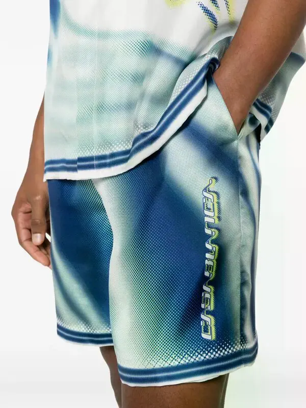 Casablanca Wave Print Drawstring Trousers - Blue