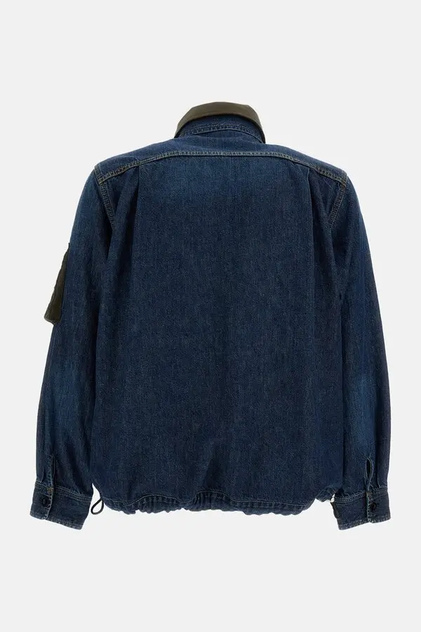Sacai Denim And Nylon Twill Jacket - Blu
