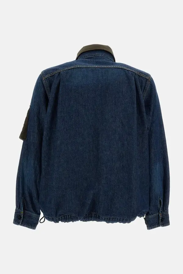 Sacai Denim And Nylon Twill Jacket - Blue