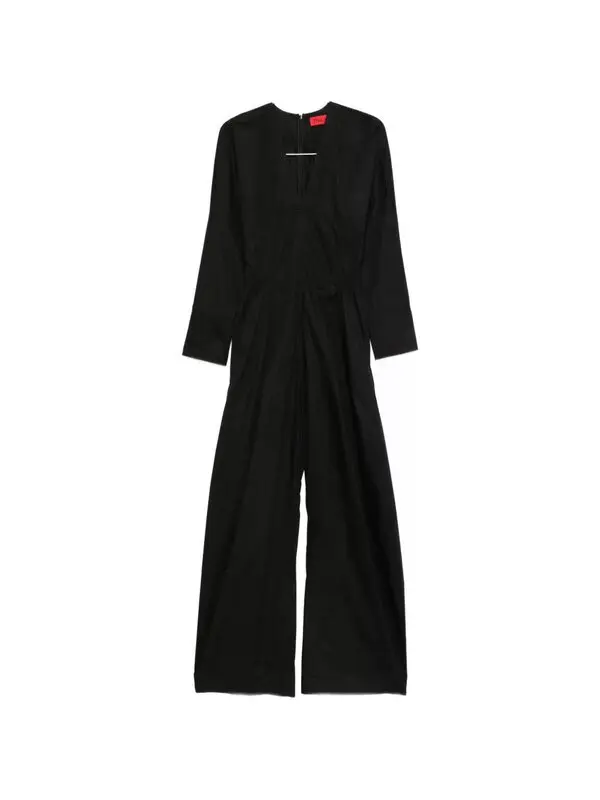 THELATEST V-neck Long-sleeved Jumpsuit - Black