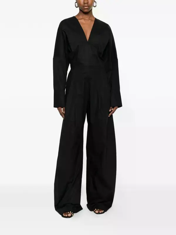 THELATEST V-neck Long-sleeved Jumpsuit - Black