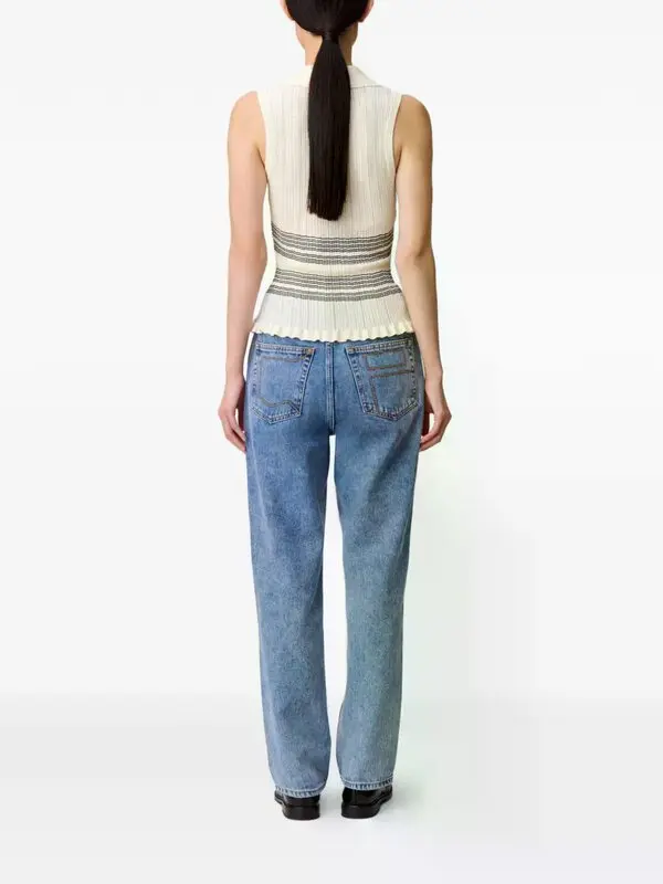 Claudie Pierlot Fine Knit Sleeveless Polo Top