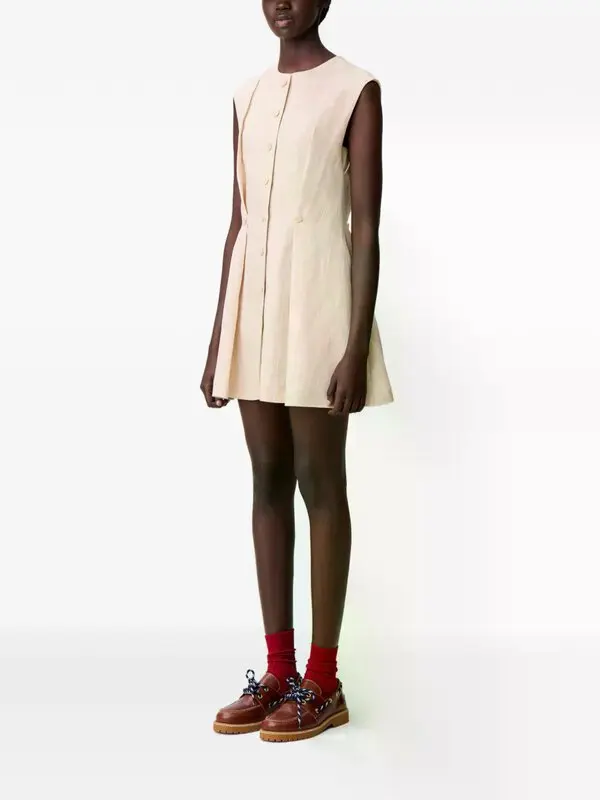 Claudie Pierlot Buttoned Striped Mini Dress - Neutrals
