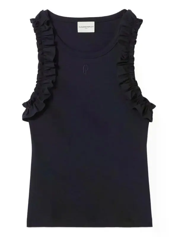 Claudie Pierlot Sleeveless Cotton T-shirt With Embroidered Detail