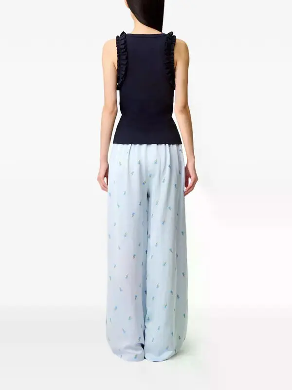 Claudie Pierlot Sleeveless Cotton T-shirt With Embroidered Detail