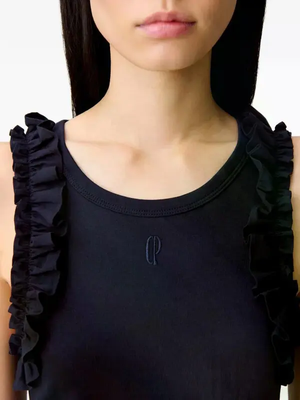 Claudie Pierlot Sleeveless Cotton T-shirt With Embroidered Detail