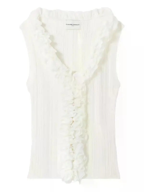 Claudie Pierlot Ruffled Ribbed Top