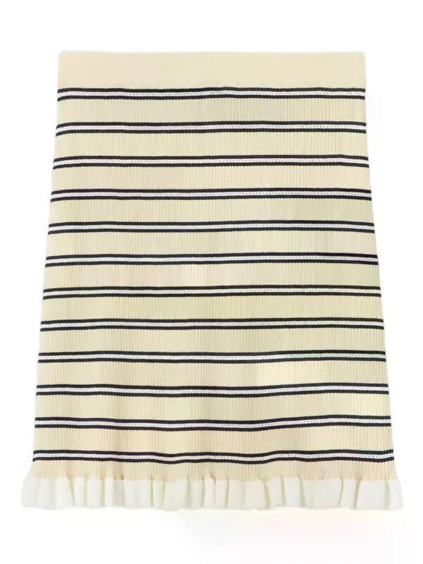 Claudie Pierlot Striped Mini Skirt With Ruffled Hem - Neutrals