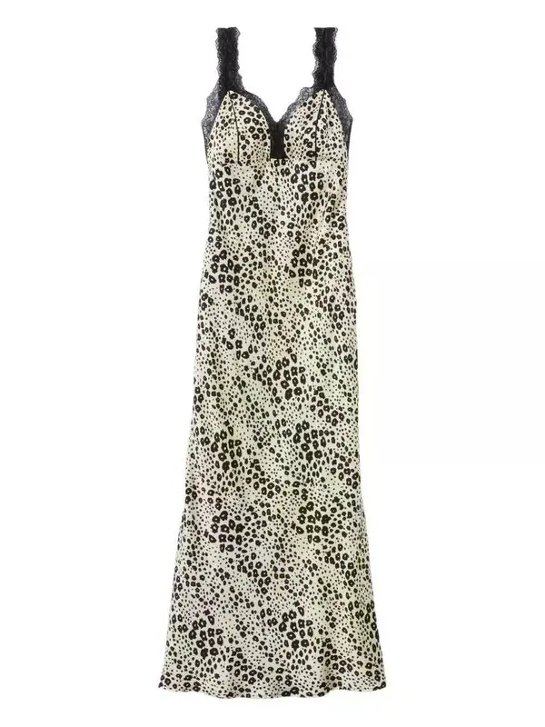 Claudie Pierlot Lace-trim Printed Midi Dress - Neutrals