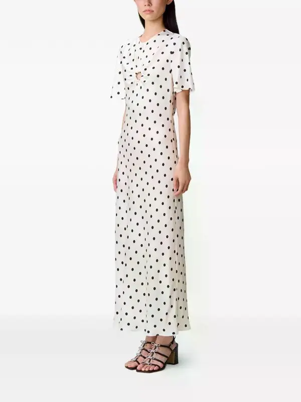 Claudie Pierlot Satin Polka Dot Maxi Dress - White