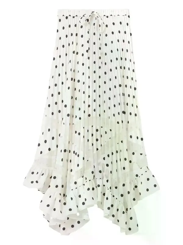 Claudie Pierlot Polka-dot Midi Skirt With Lace Band - White