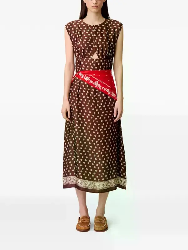 Claudie Pierlot Printed Midi Dress - Brown