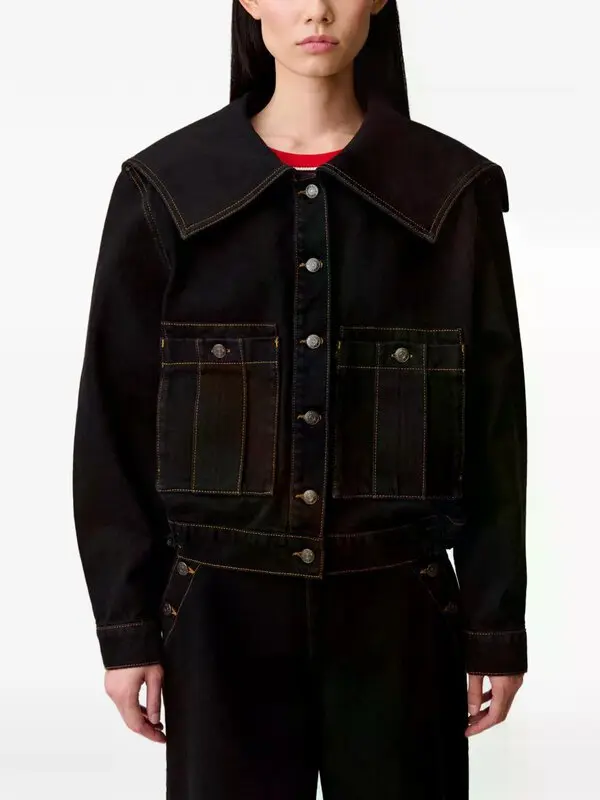 Claudie Pierlot Sailor Collar Denim Jacket - Black