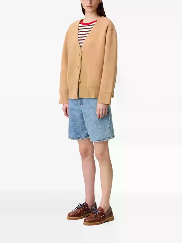 Claudie Pierlot Embroidered Logo Cardigan - Neutrals
